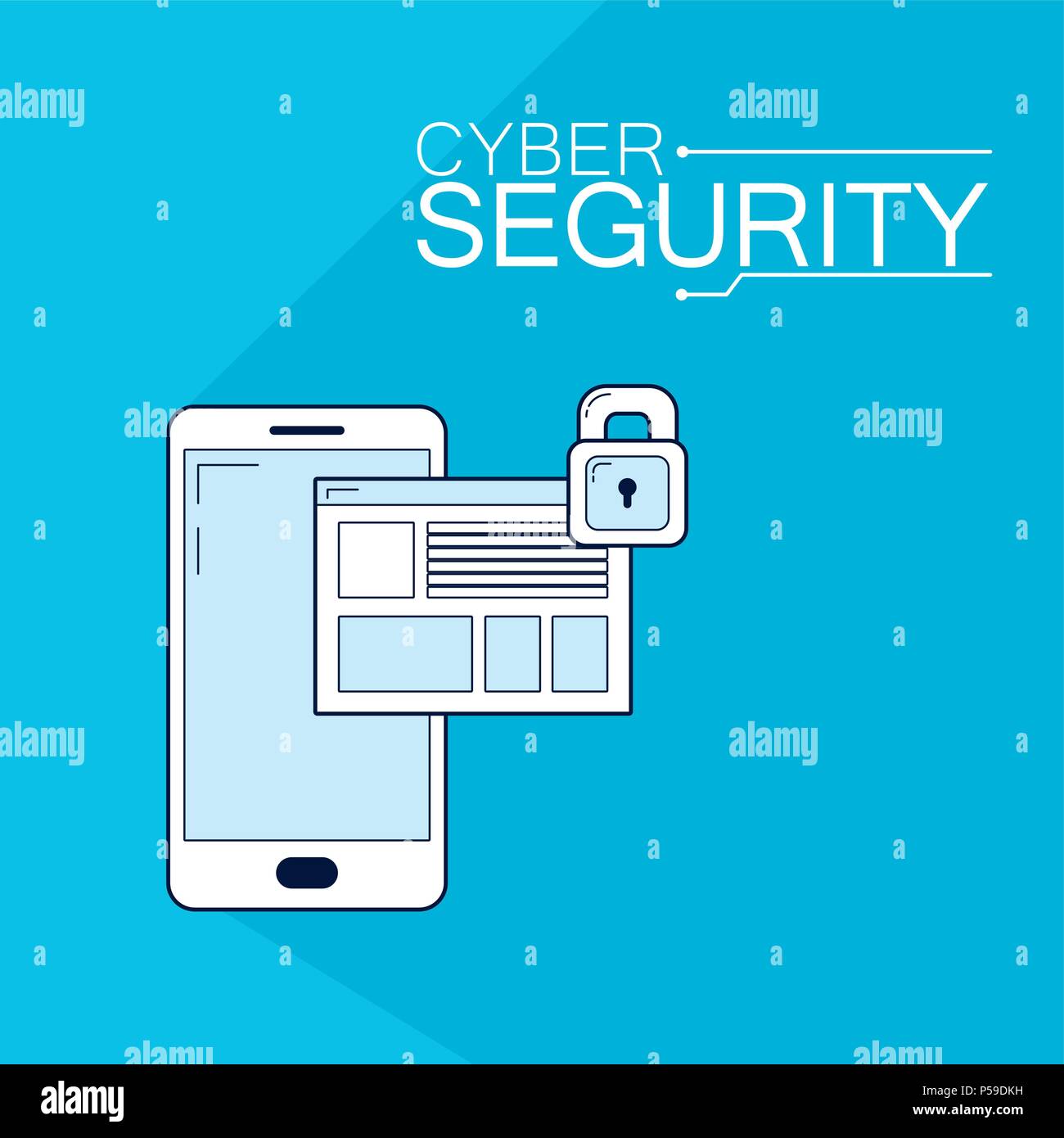 Smartphone with secure browser vector illustration graphic design Stock ...