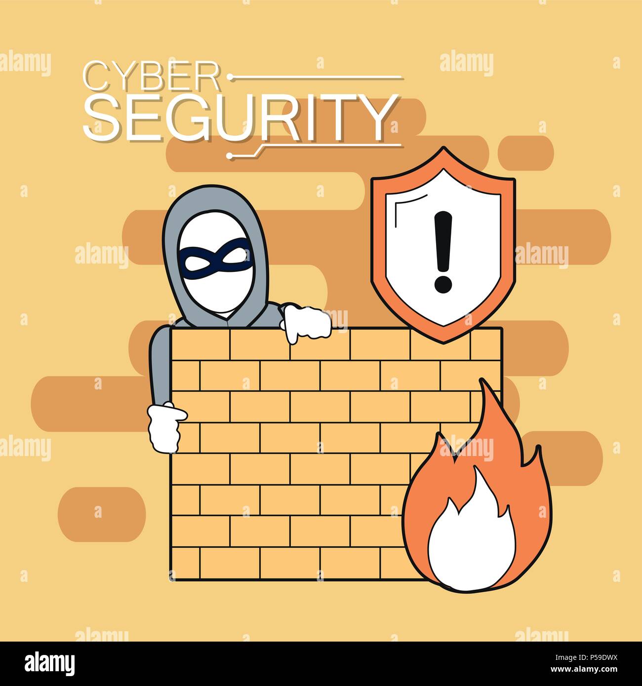 Hacker behind firewall emblem vector illustration graphic design Stock ... Hacker behind firewall emblem vector illustration graphic design Stock ...