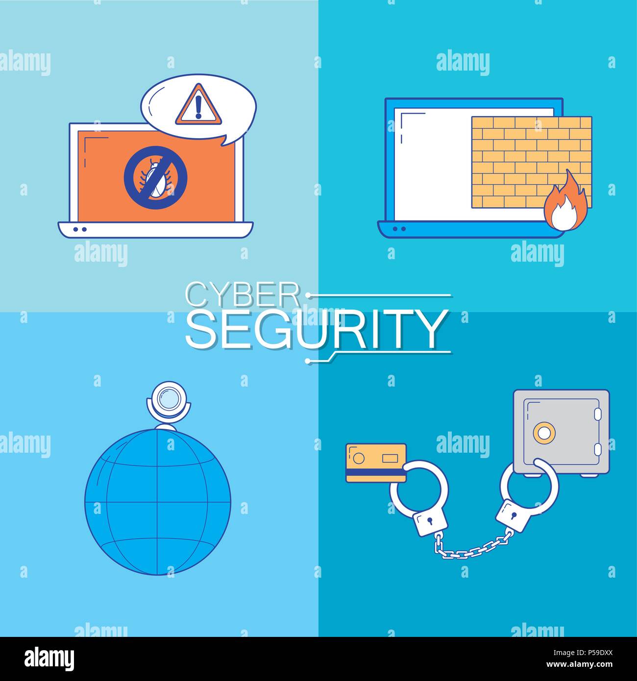 Set of cyber security icons collection vector illustration graphic ...