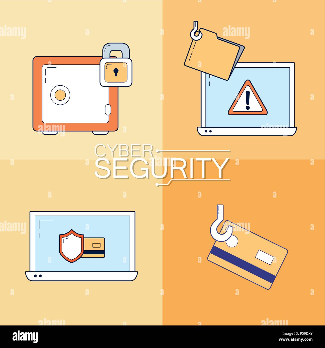 Set of cyber security icons collection vector illustration graphic ...