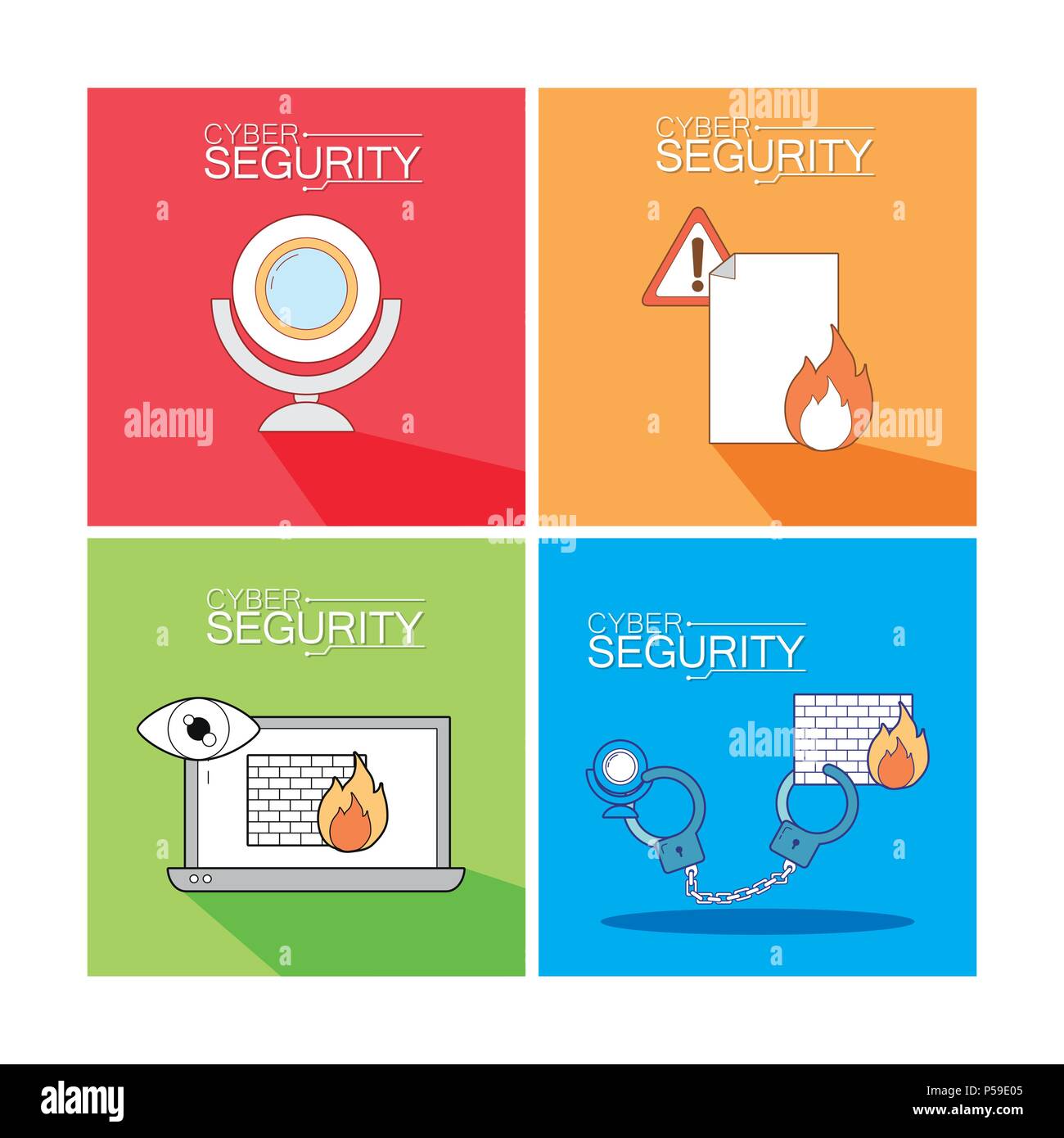 Set of cyber security icons collection vector illustration graphic ...