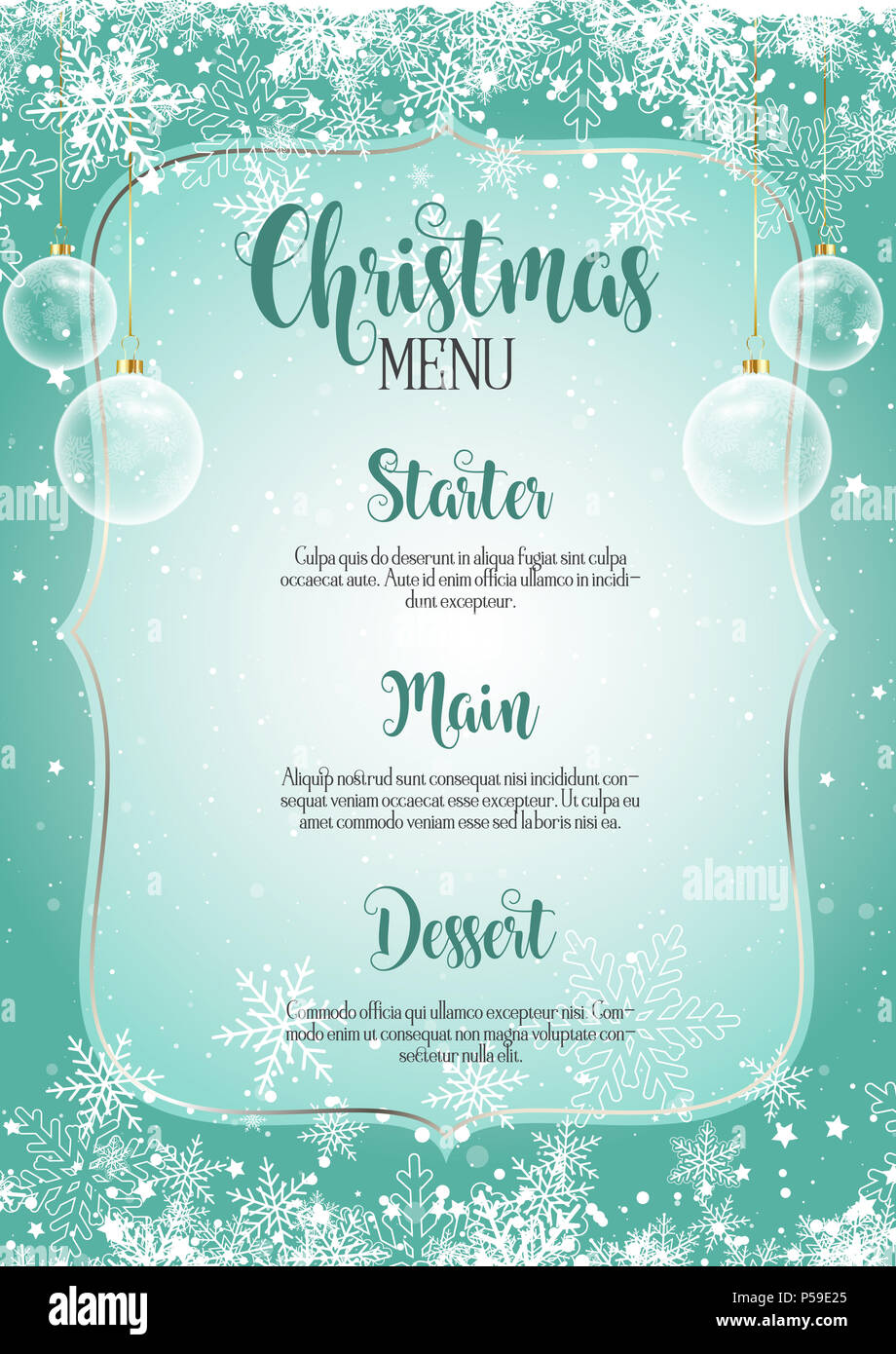 Christmas menu with snowflake design Stock Photo - Alamy
