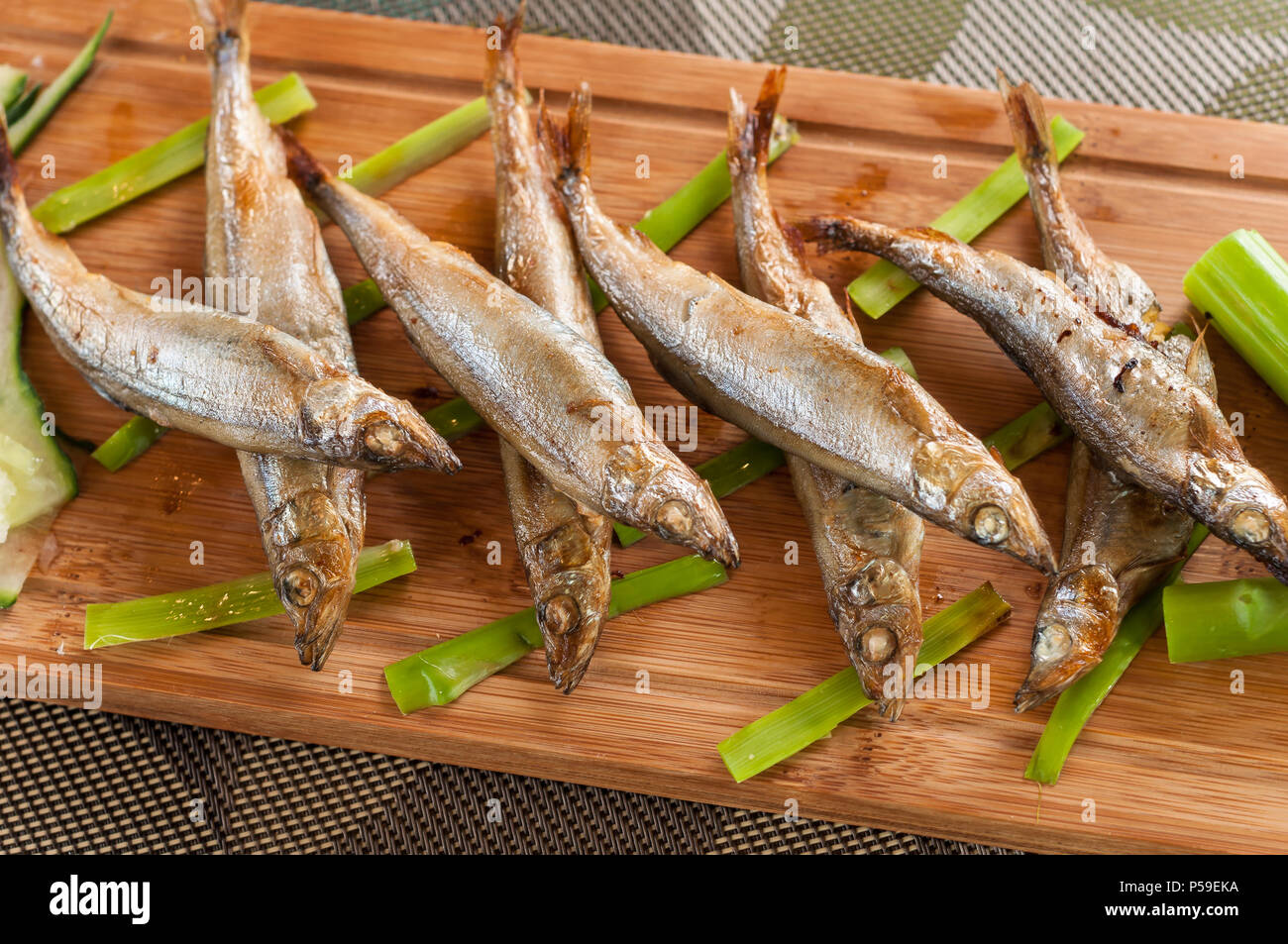 Japanese grilled capelin Stock Photo - Alamy