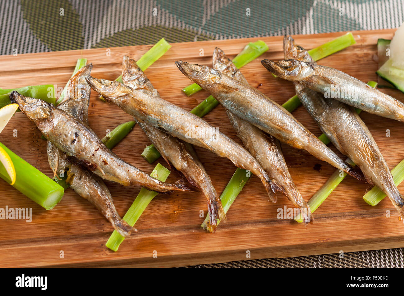 Japanese grilled capelin Stock Photo - Alamy