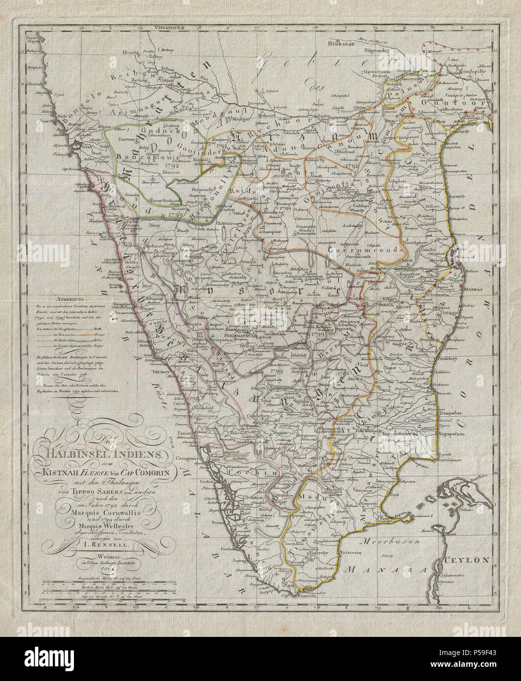 German edition of the rennel map hi-res stock photography and images ...