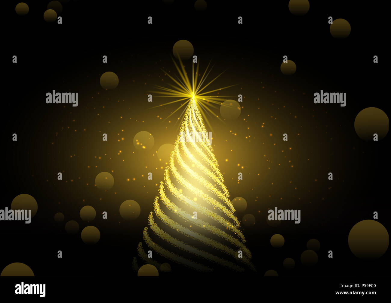 Christmas background with a golden tree Stock Photo - Alamy