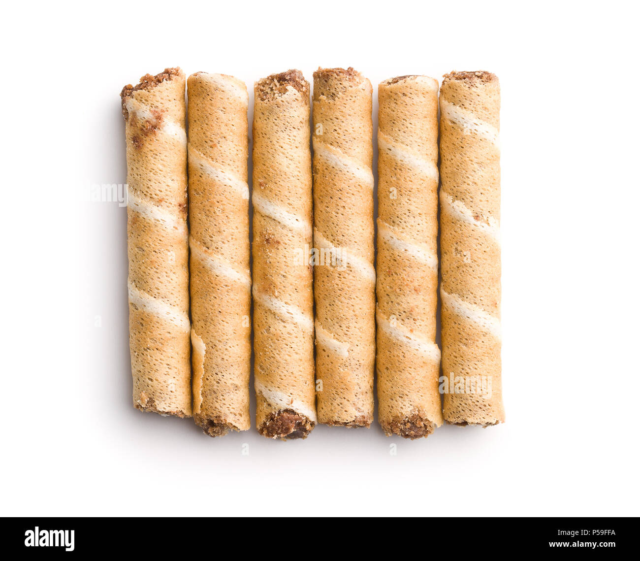 Sweet chocolate waffle rolls isolated on white background Stock Photo ...