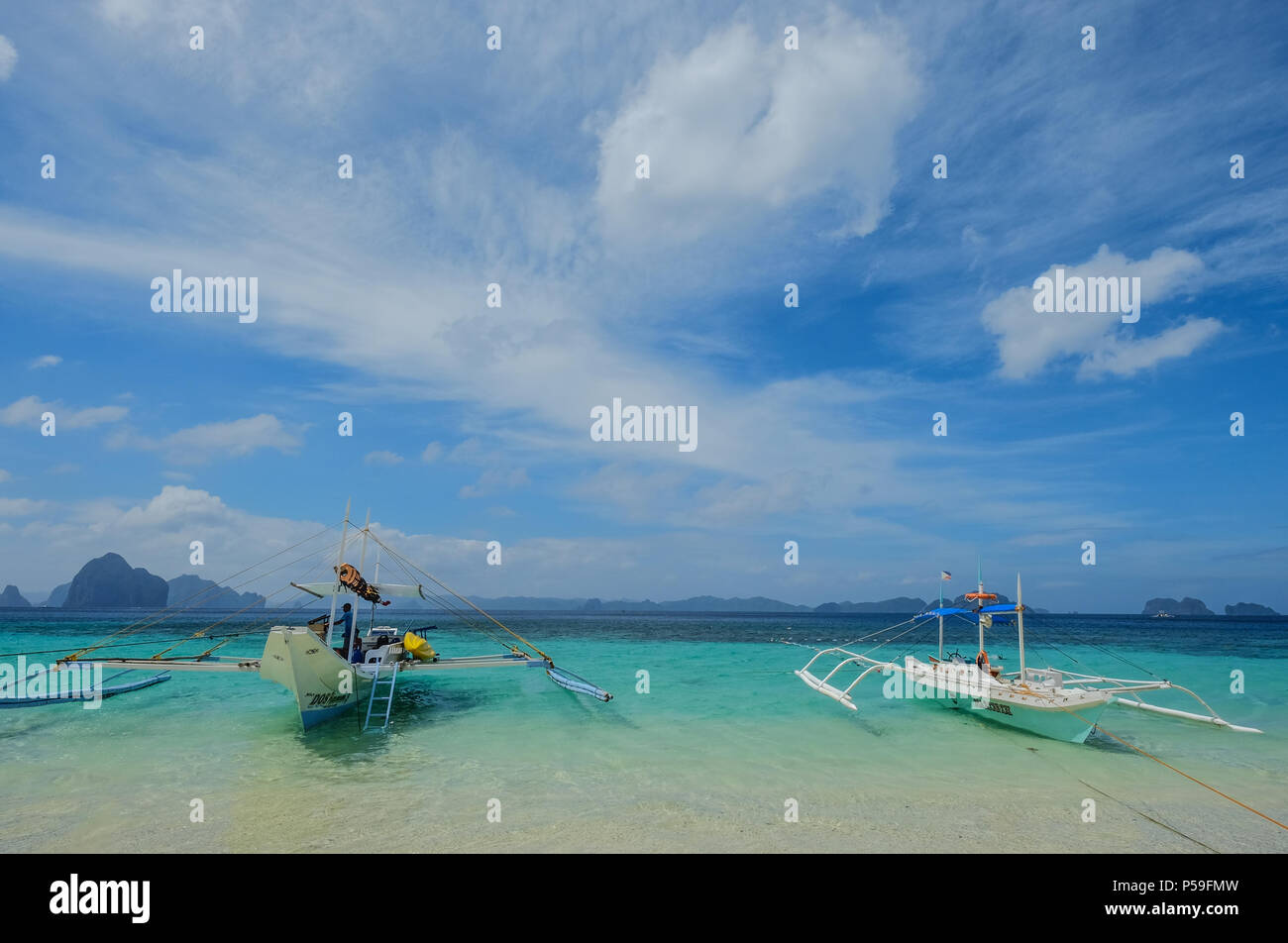 Palawan, Philippines - Apr 5, 2017. Beautiful sand beach and blue sea ...