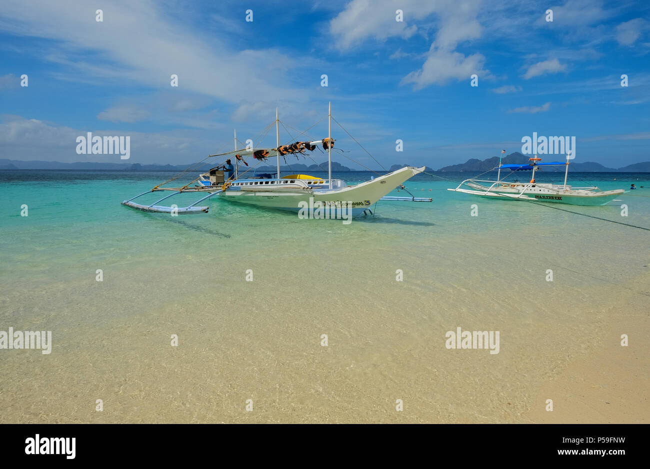 Palawan, Philippines - Apr 5, 2017. Beautiful sand beach and blue sea ...