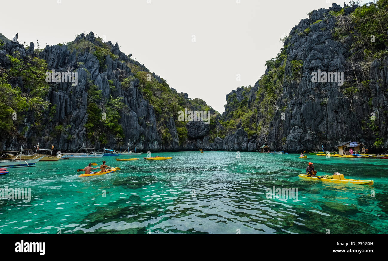 Palawan, Philippines - Apr 5, 2017. Blue sea of Palawan Island ...