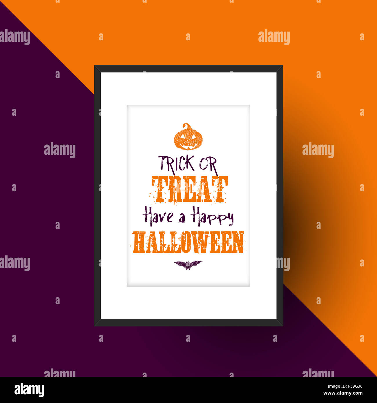 Grunge Halloween design in picture frame on two tone background Stock ...