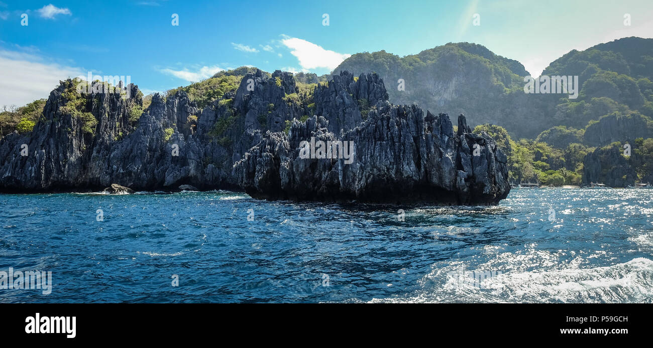 Beautiful blue sea at summer day in Palawan Island, Philippines Stock ...