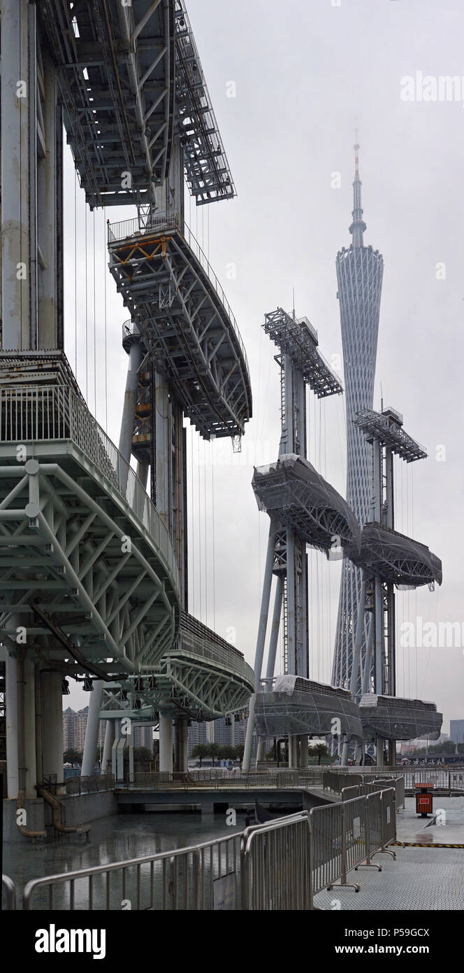 Massive Outdoor Theatre Screen Towers in Guangzhou New Town, China. The ...