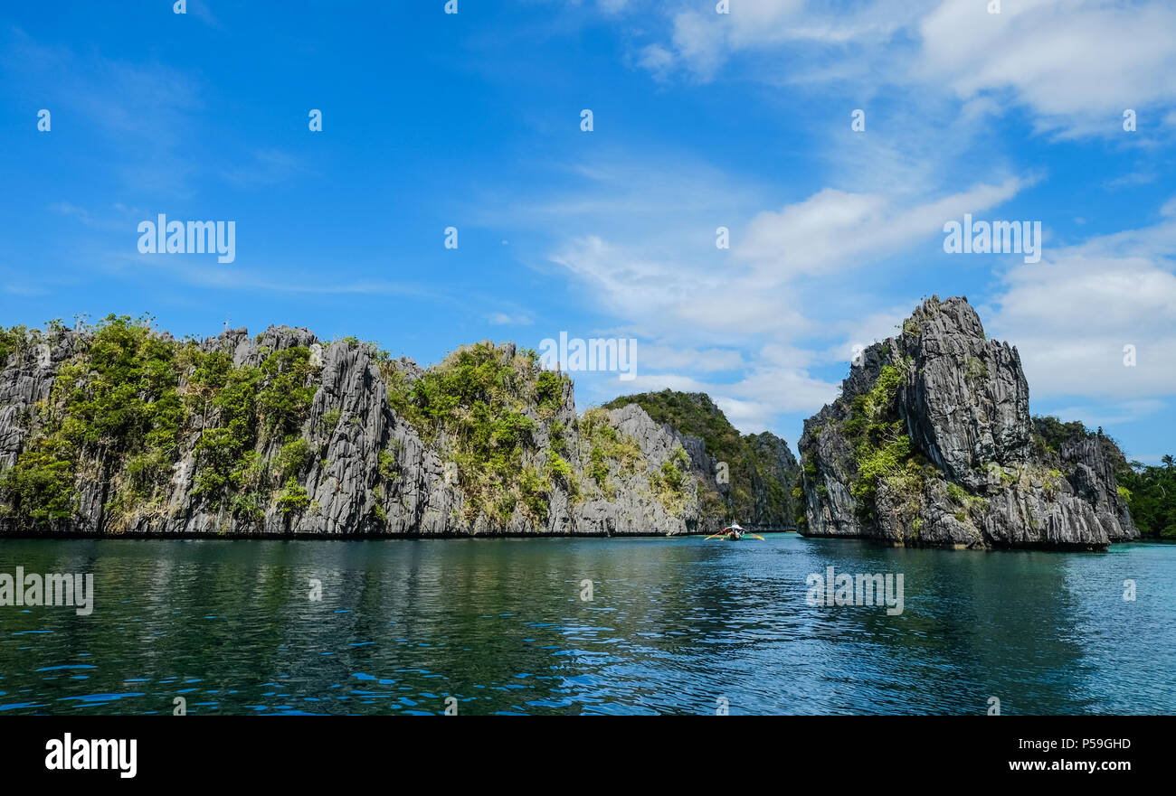 Blue sea at summer in Palawan, Philippines. Palawan is the island of ...