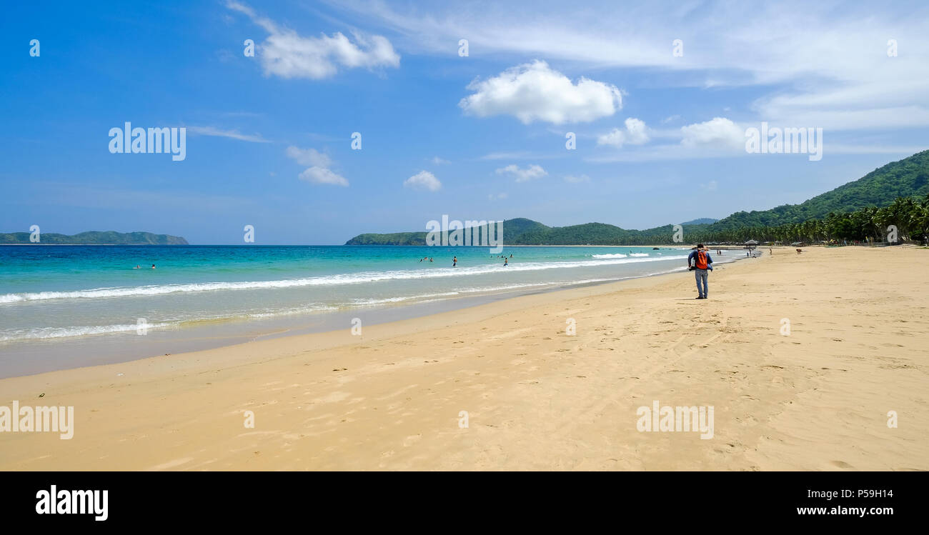 Beautiful sand beach with blue sea at summer day in El Nido, Palawan ...
