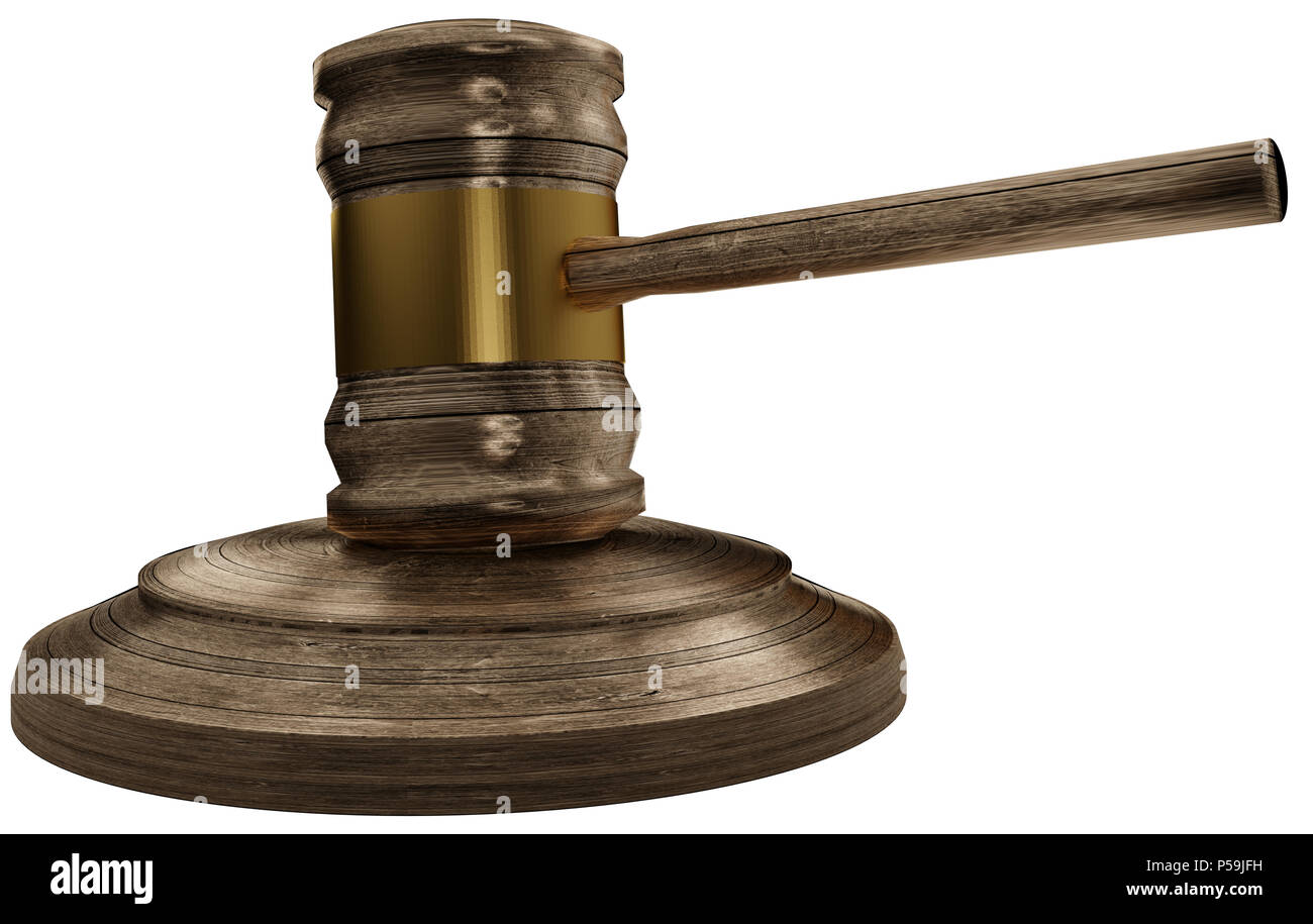 wooden judge gavel 3D-Illustration isolated Stock Photo - Alamy