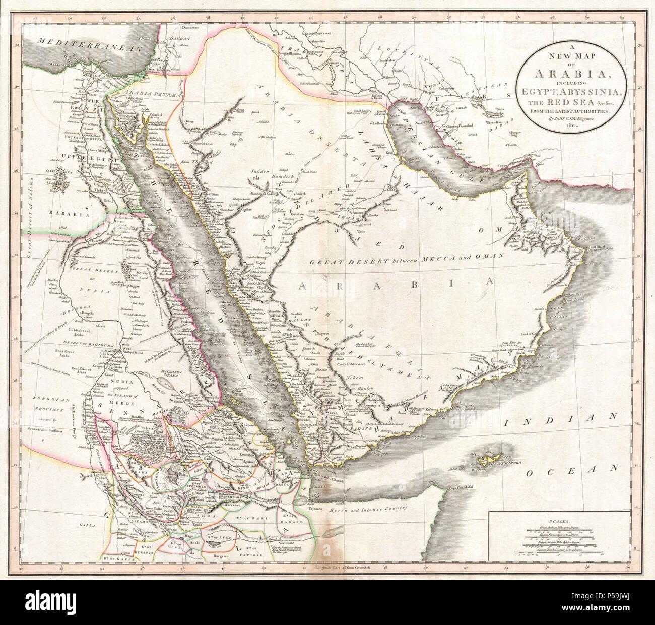 1811 Cary Map of Arabia, Egypt ^ Abyssinia - Geographicus - Arabia-cary ...