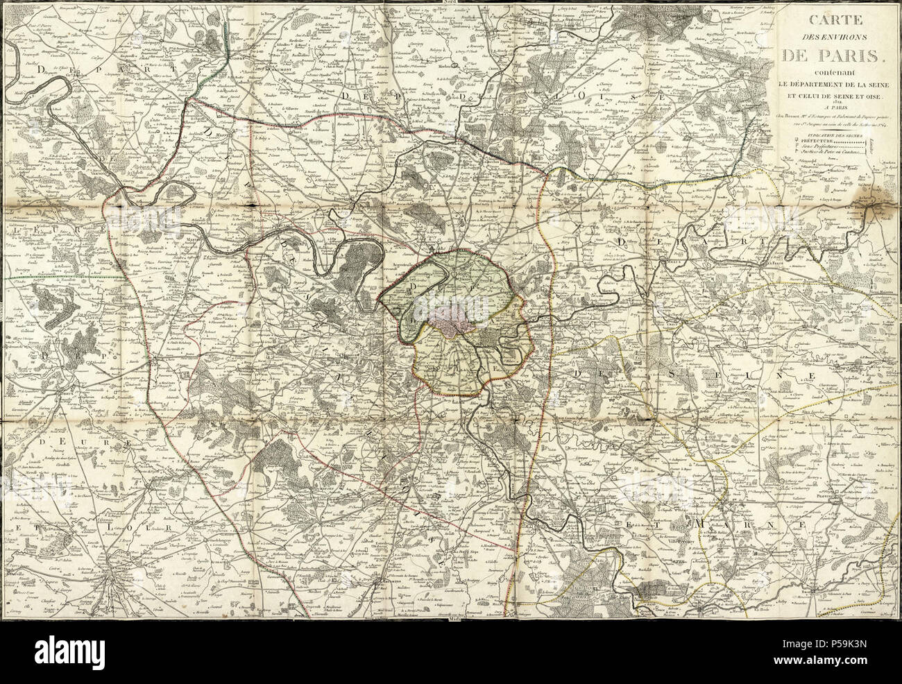 1812 – Carte des Environs de Paris Stock Photo - Alamy