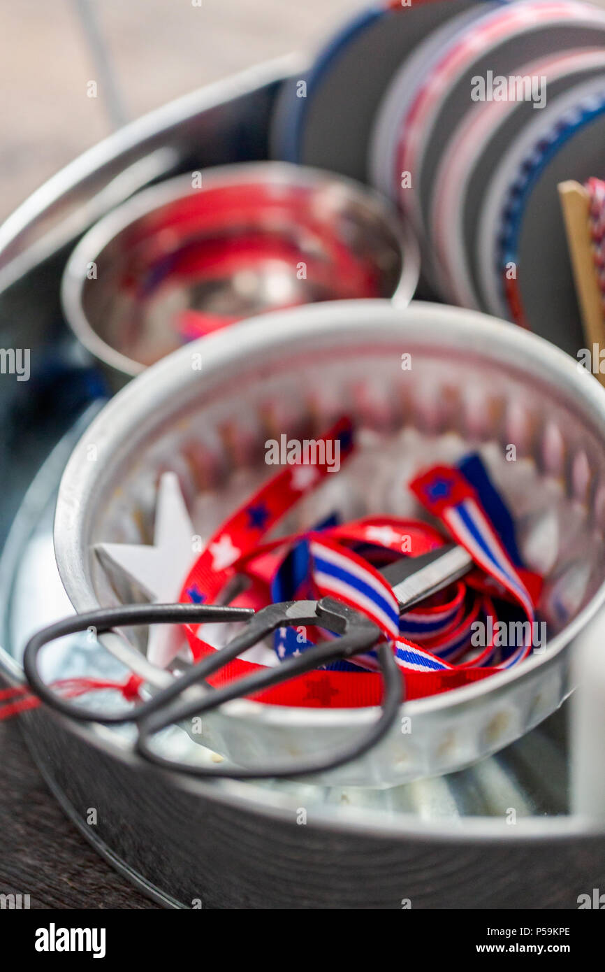Paper firecrackers made from red, white and blue paper for July 4th ...