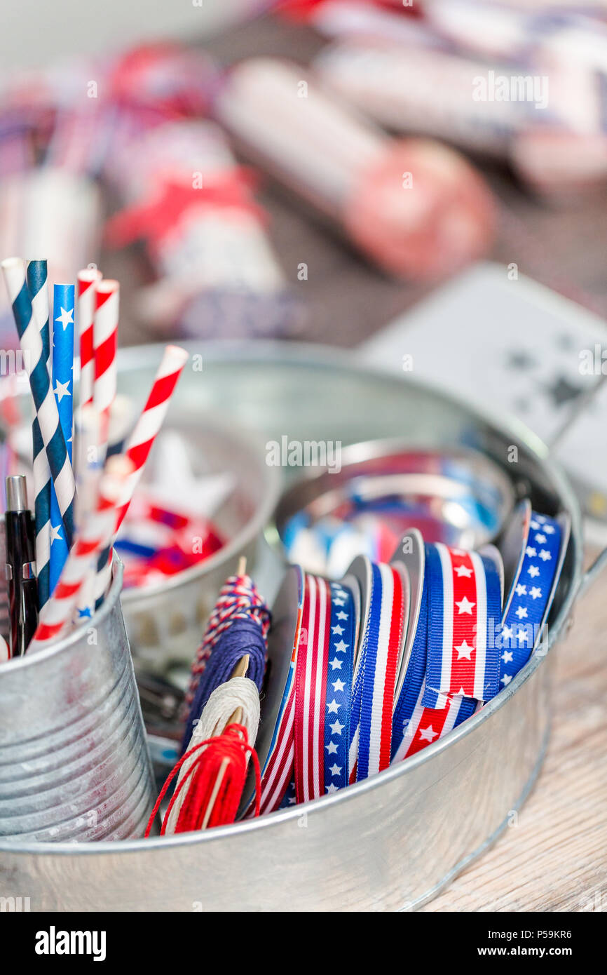 Paper firecrackers made from red, white and blue paper for July 4th ...