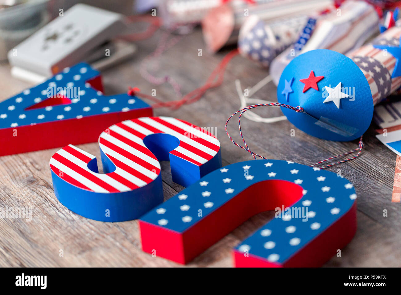 Paper firecrackers made from red, white and blue paper for July 4th ...