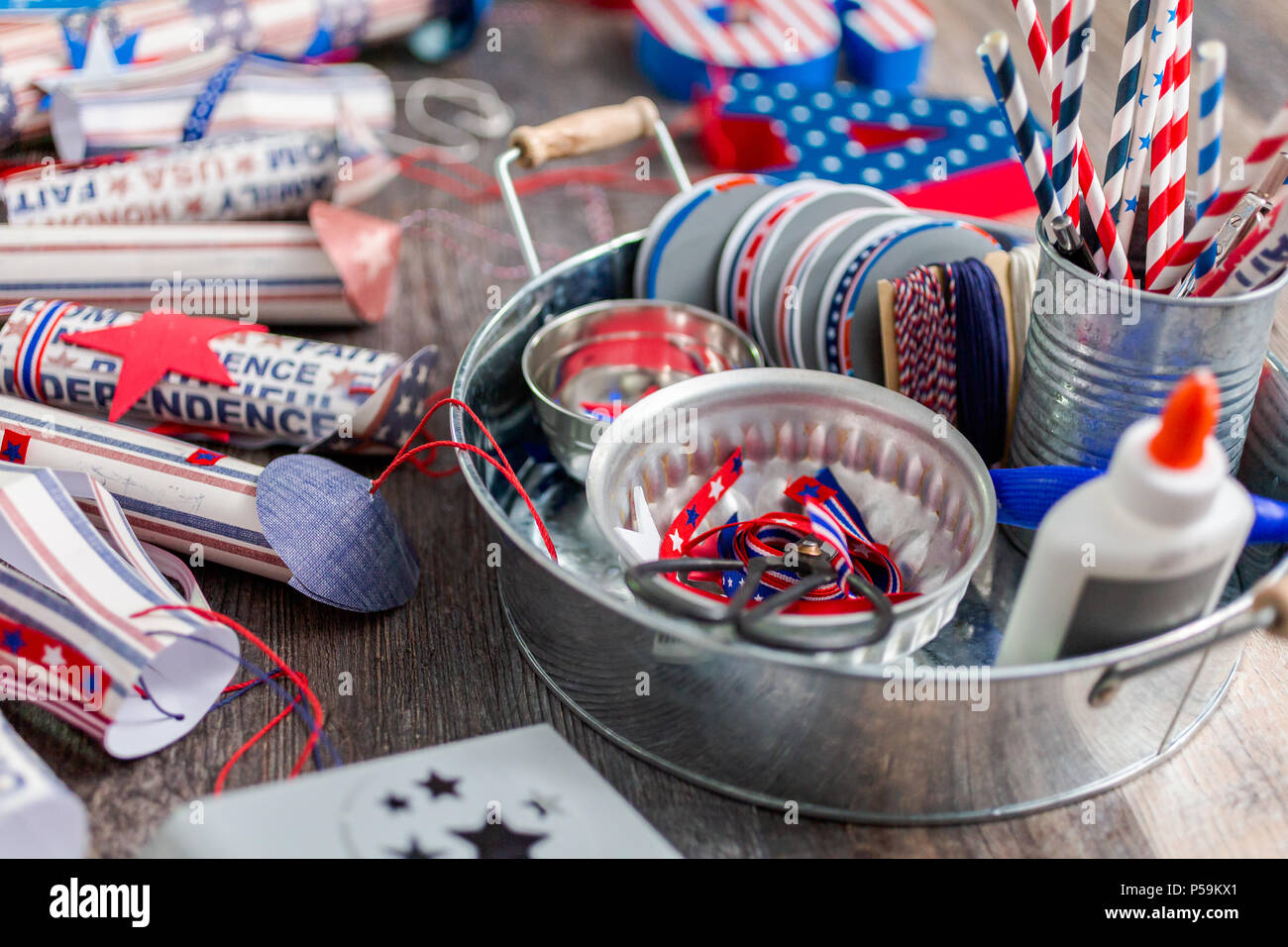Paper firecrackers made from red, white and blue paper for July 4th ...