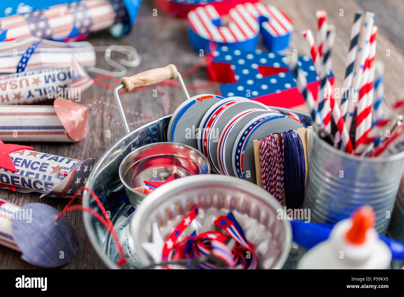 Paper firecrackers made from red, white and blue paper for July 4th ...