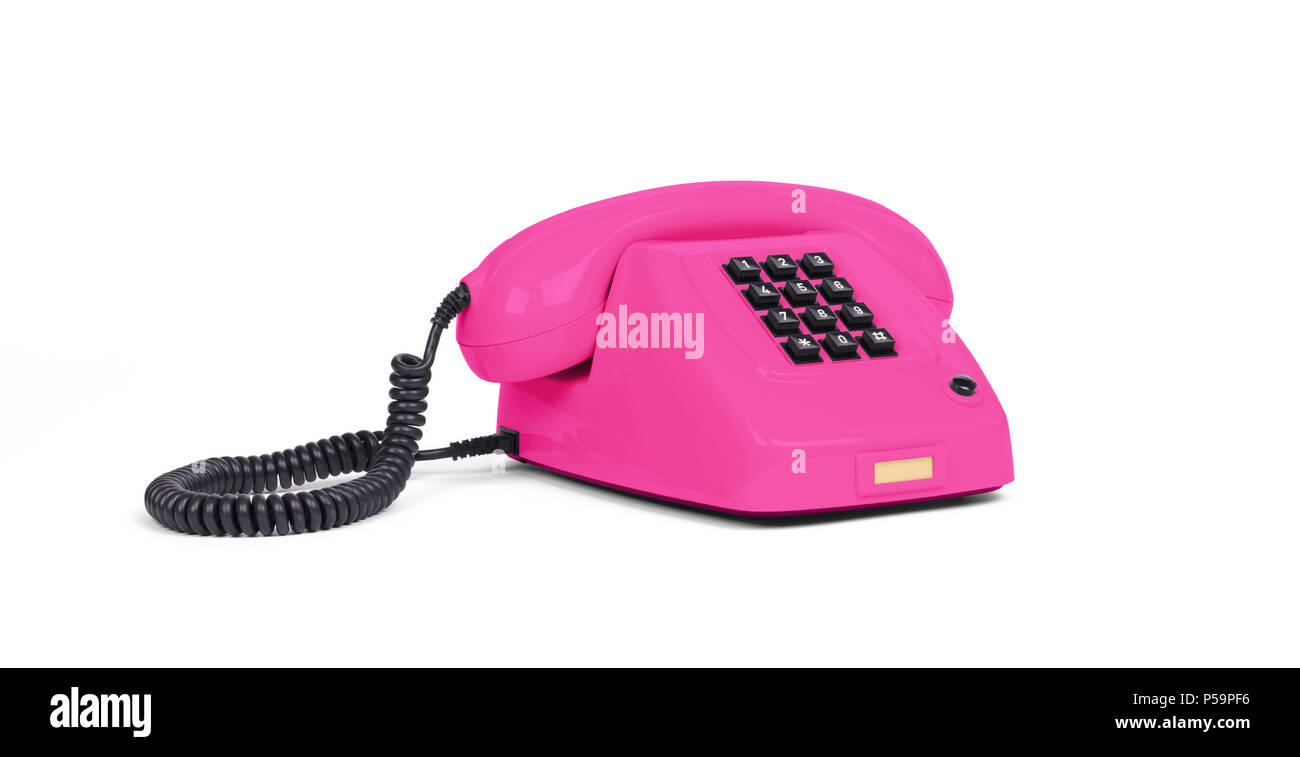 Vintage pink telephone with a white background Stock Photo - Alamy