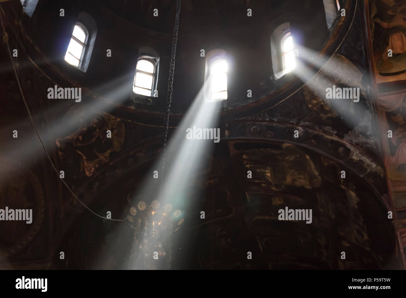 light falling through the window in the church Stock Photo - Alamy