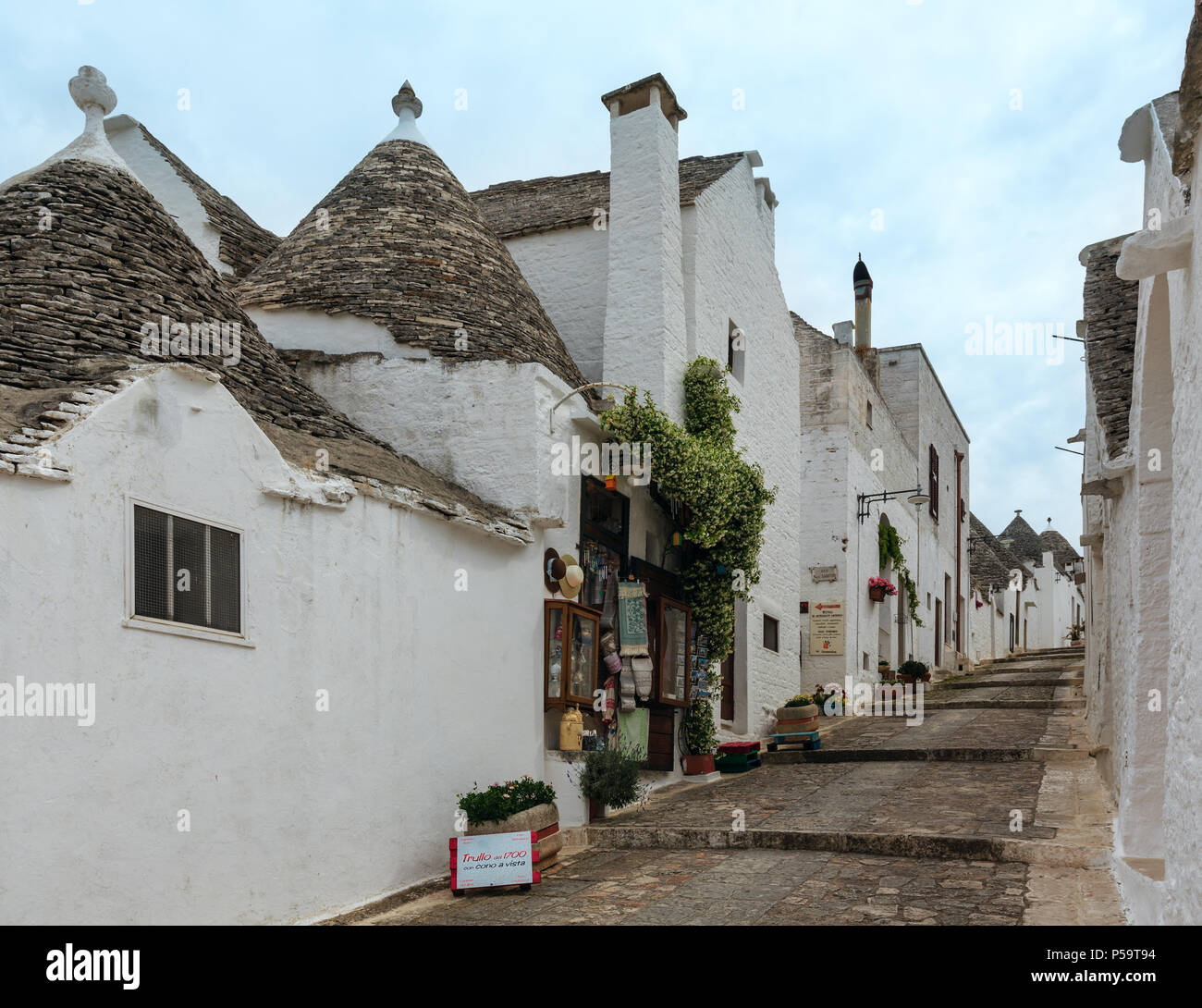 ALBEROBELLO, ITALY - JUNE 06, 2017: Trulli houses street in main ...
