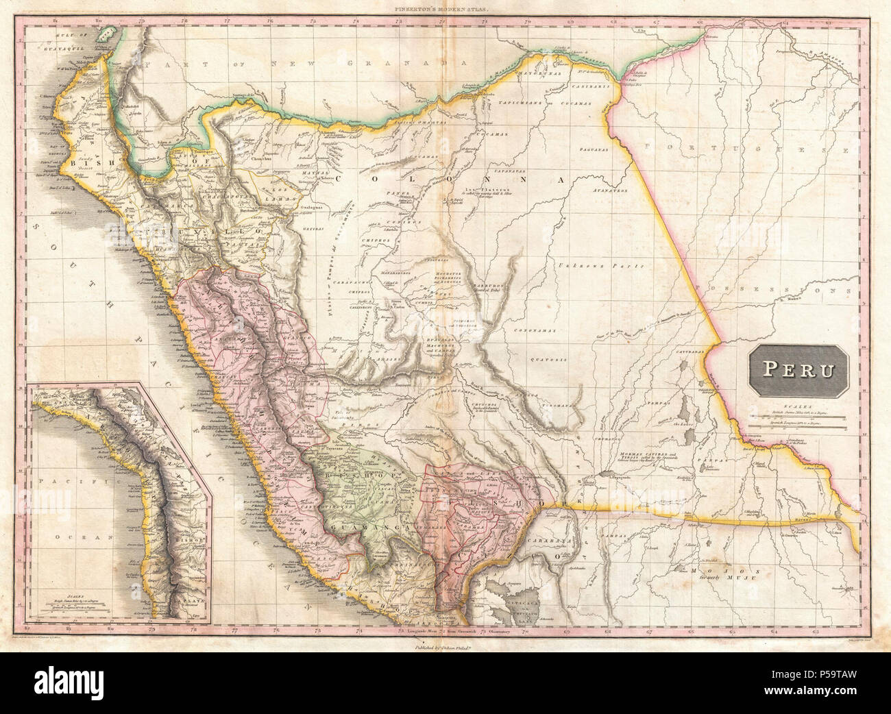 1818 Pinkerton Map of Peru - Geographicus - Peru-pinkerton-1818 Stock ...