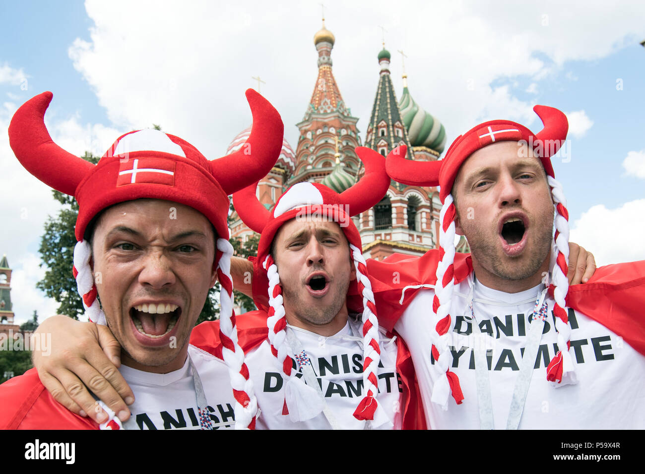 26 June 2018, Moscow, Russia - Soccer World Cup: Danish fans ...