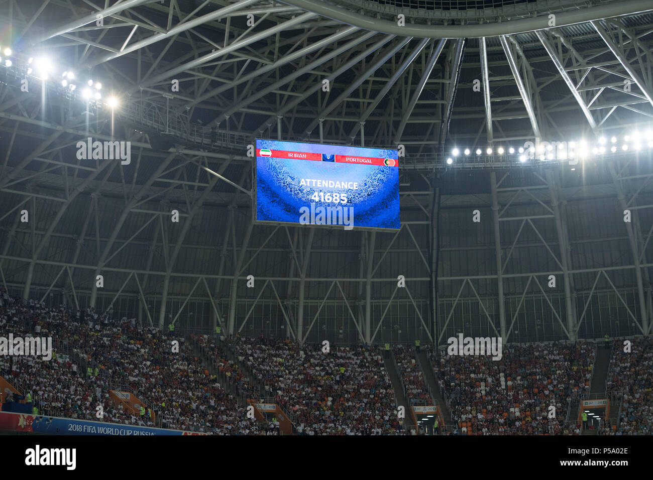 Score on the scoreboard, display, monitor, video wall, screen, feature ...