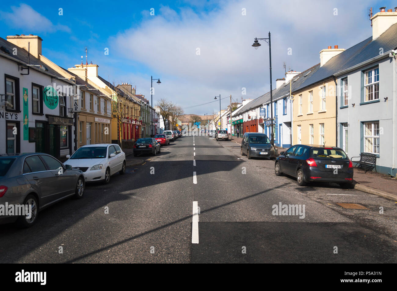 Village of Glenties, County Donegal, Ireland. The main street N56 ...
