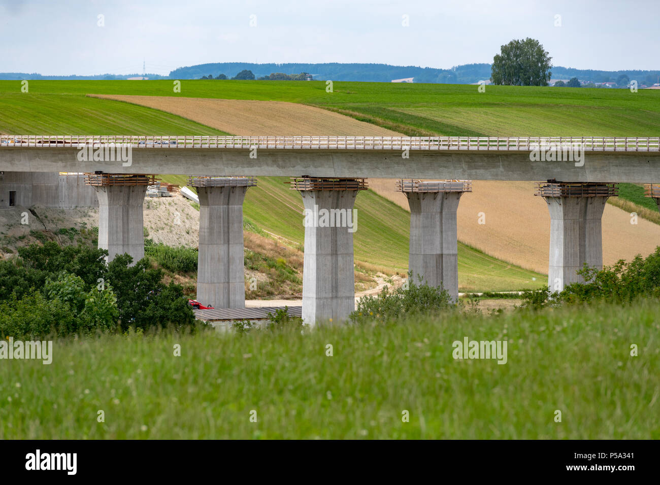 26 June 2018, Obertaufkirchen, Germany: The Ornautal bridge of the ...