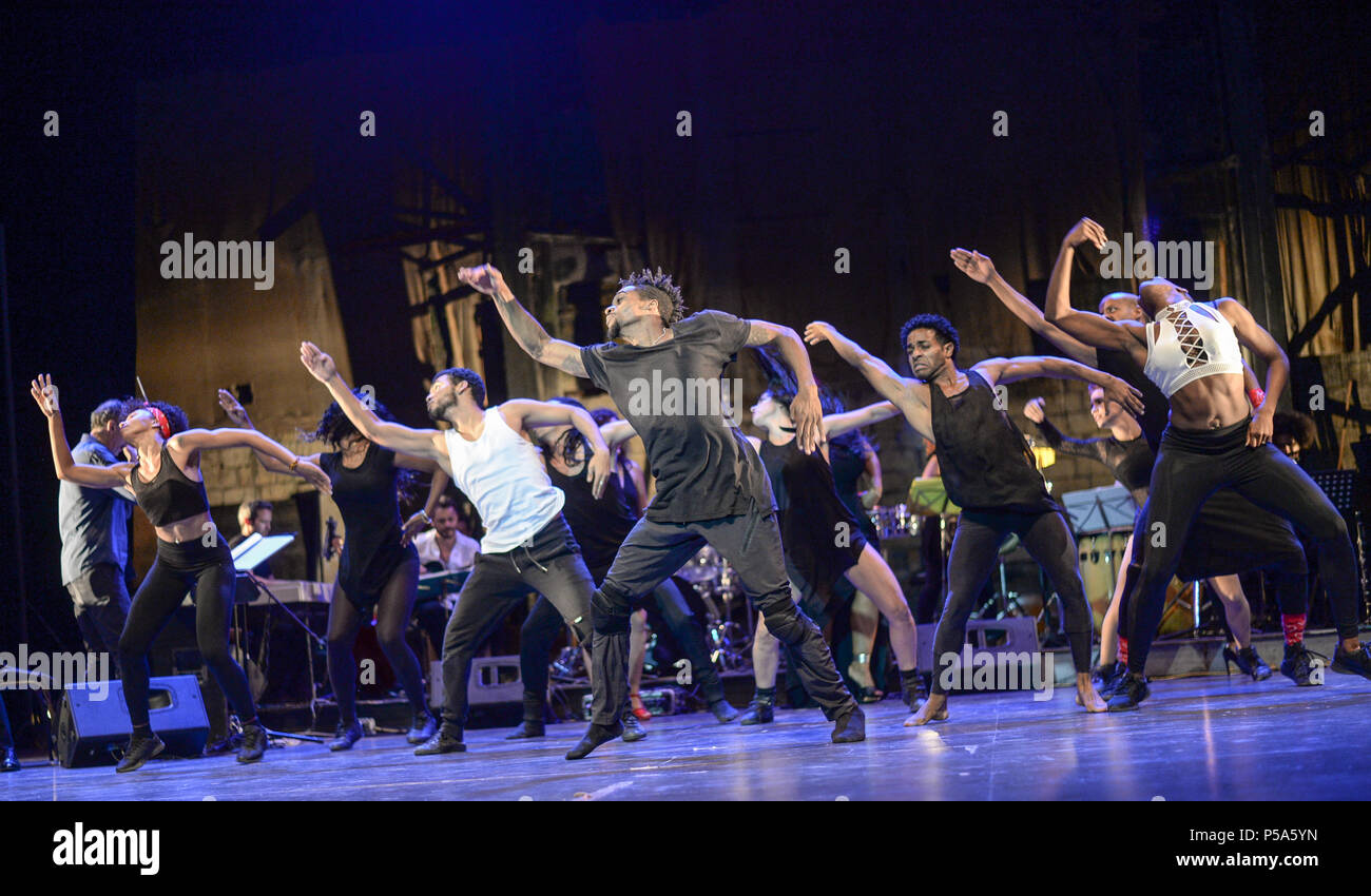 Cuba, Germany. 21st June, 2018. The ensemble performing onstage at the ...