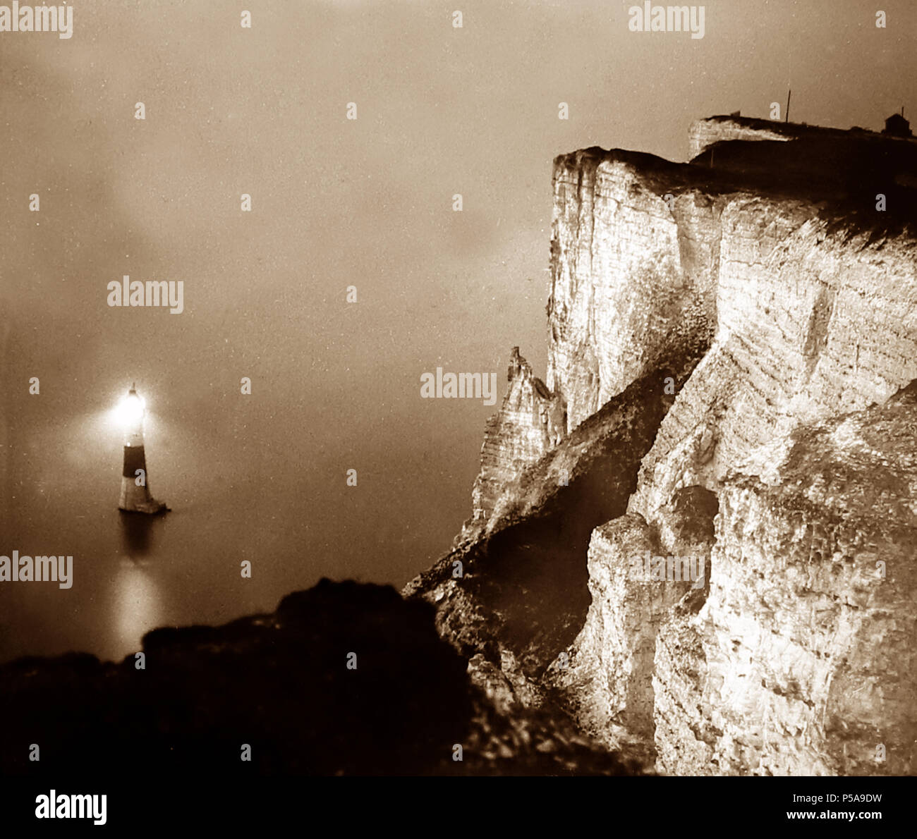 Beachy Head Lighthouse, Victorian period Stock Photo - Alamy