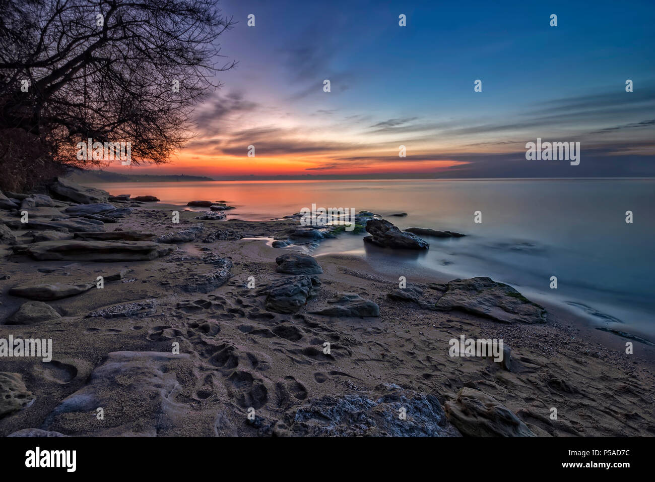 tranquility and calm long exposure sea before sunrise Stock Photo - Alamy