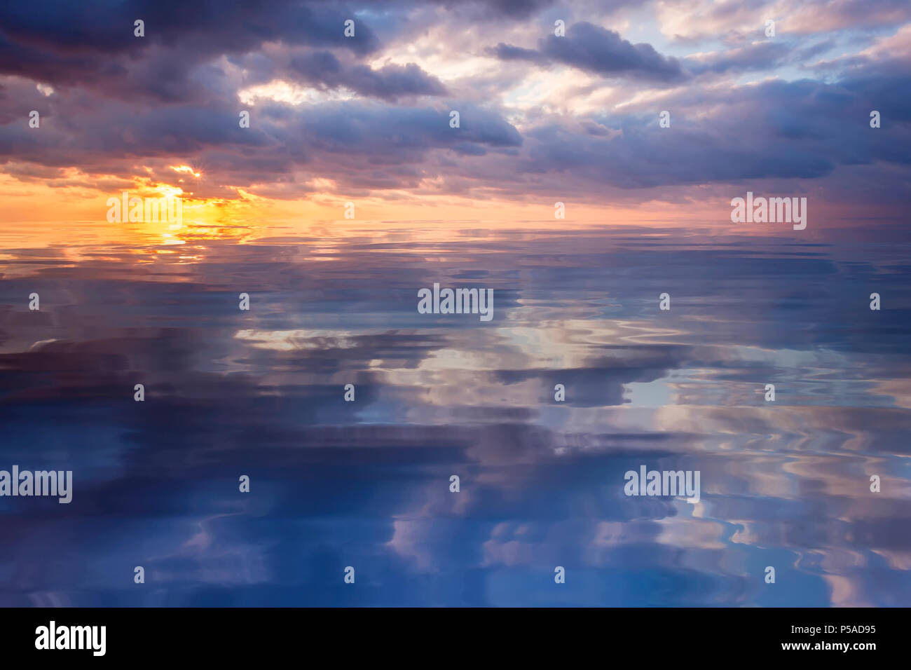 Sky background with water reflection. Composition of nature Stock Photo ...