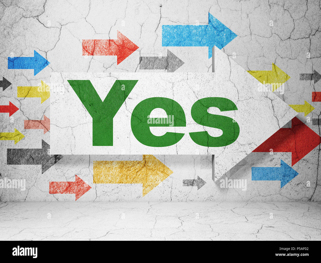 Finance concept: arrow with Yes on grunge wall background Stock Photo ...