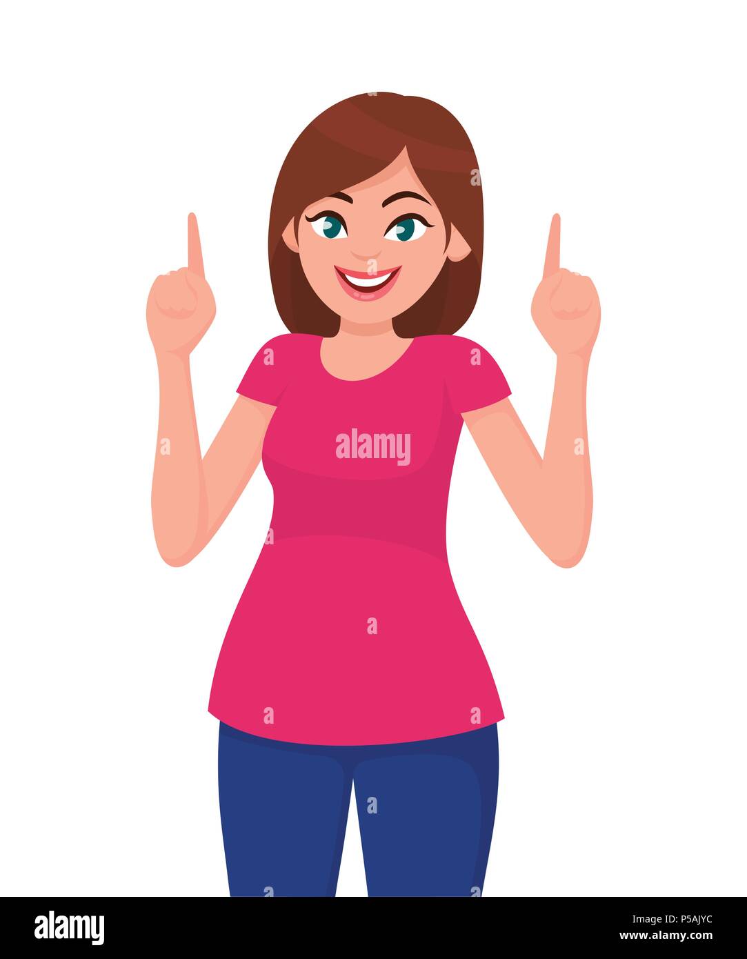 Smiling confident woman face looking up Stock Vector Images - Alamy