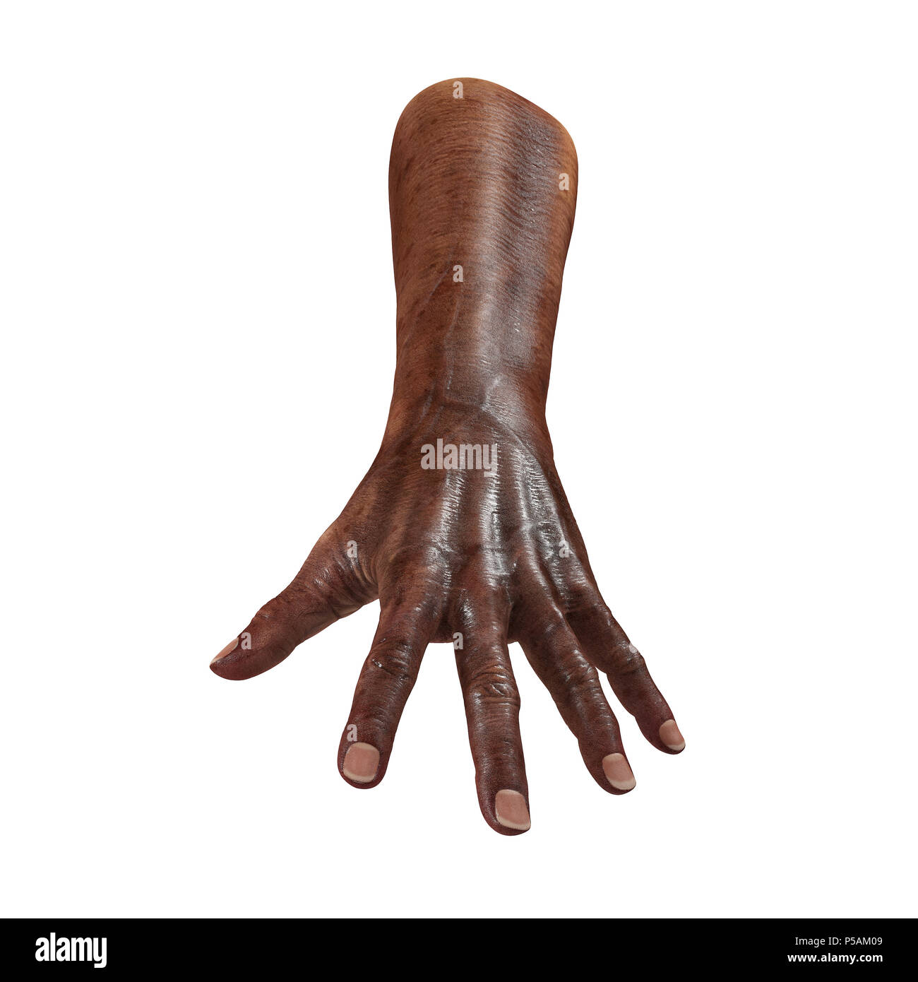 Old african man hand on a white. 3D illustration Stock Photo - Alamy