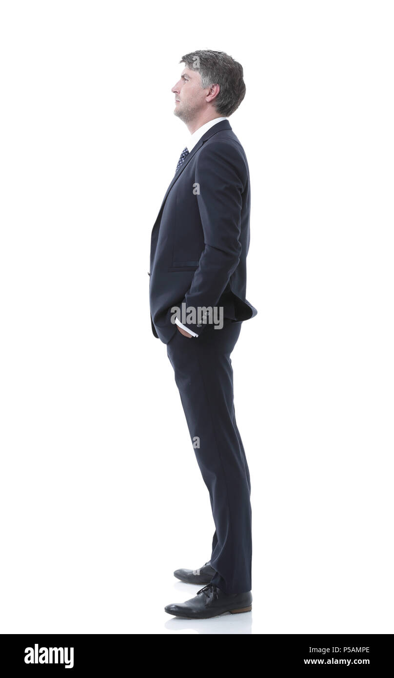 side view. Portrait of serious businessman Stock Photo - Alamy