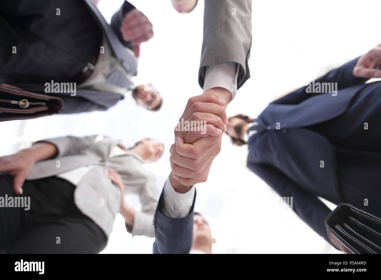 bottom view.business handshake Stock Photo - Alamy