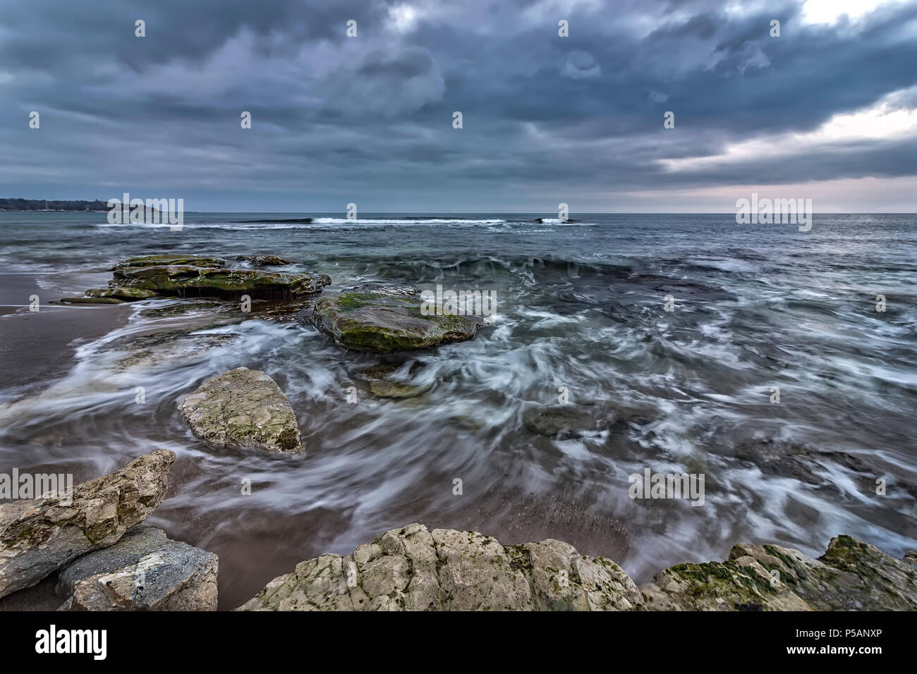 Cloudy day. Stunning long exposure day seascape Stock Photo - Alamy