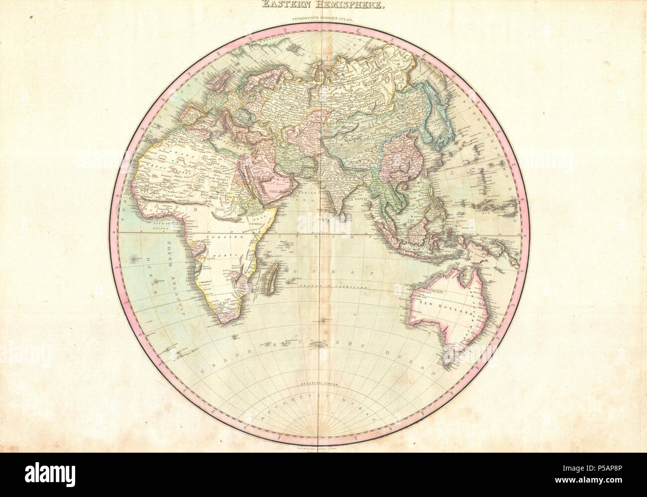 1818 pinkerton map of the eastern hemisphere asia hi-res stock ...