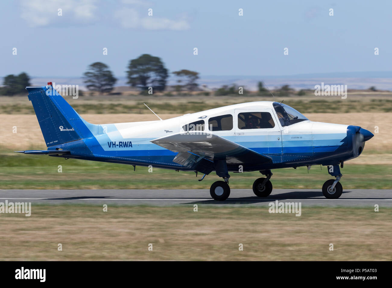 Beech A23A Musketeer single engine light aircraft VH-RWA Stock Photo ...