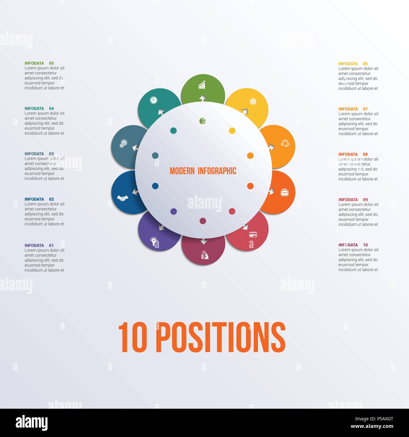 Template flower colorful infographics 10 positions to use for flowchart ...