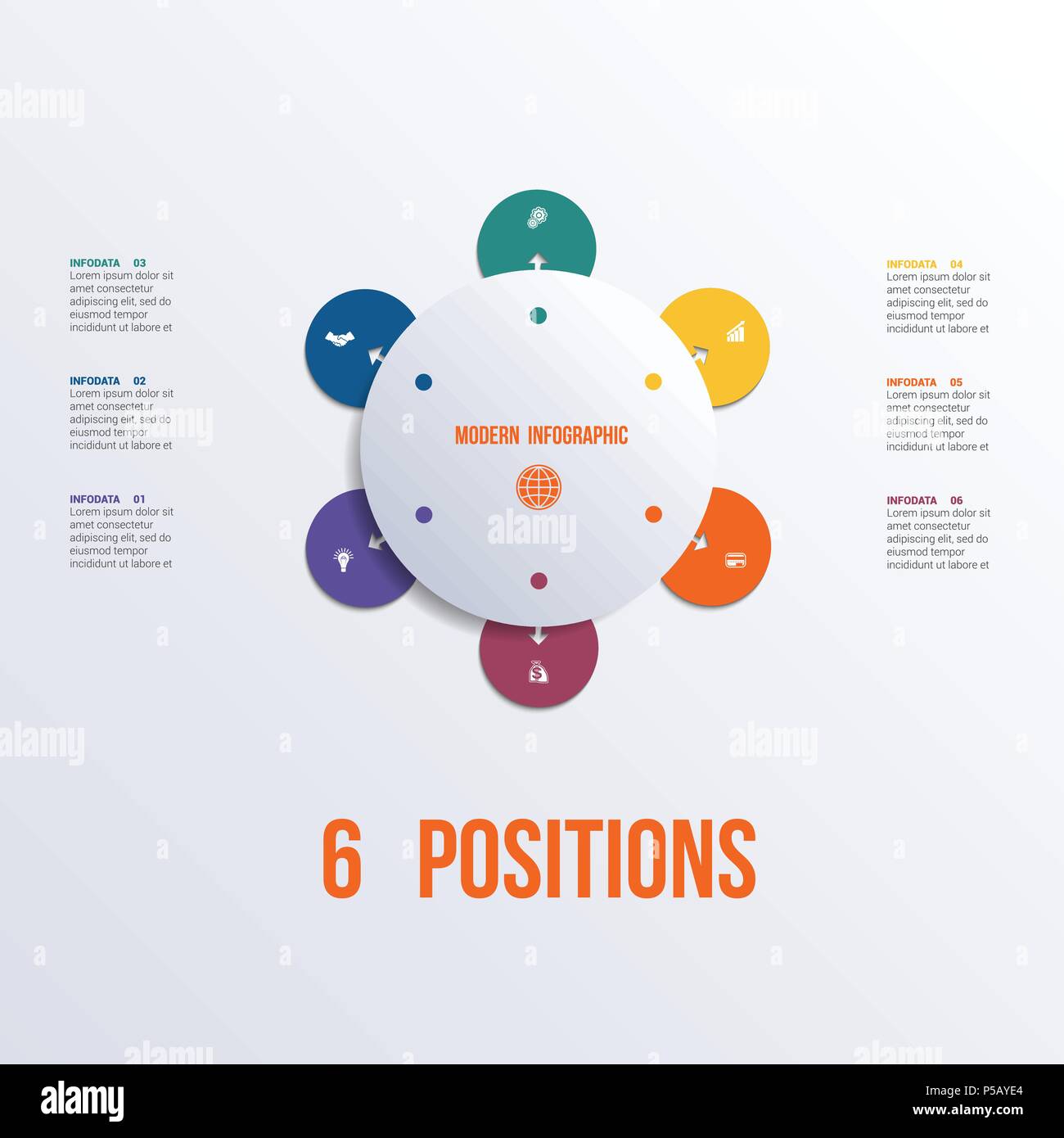 Template flower colorful infographics 6 positions to use for flowchart ...