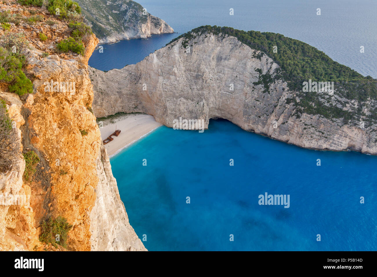 Panoramic view of Navagio Shipwreck beach, Zakynthos, Greece Stock ...